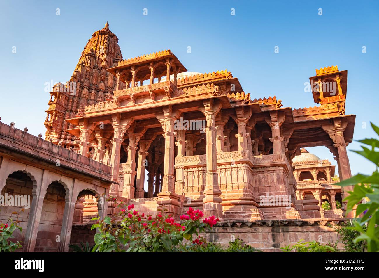 ancient hindu temple architecture with bright blue sky from unique ...