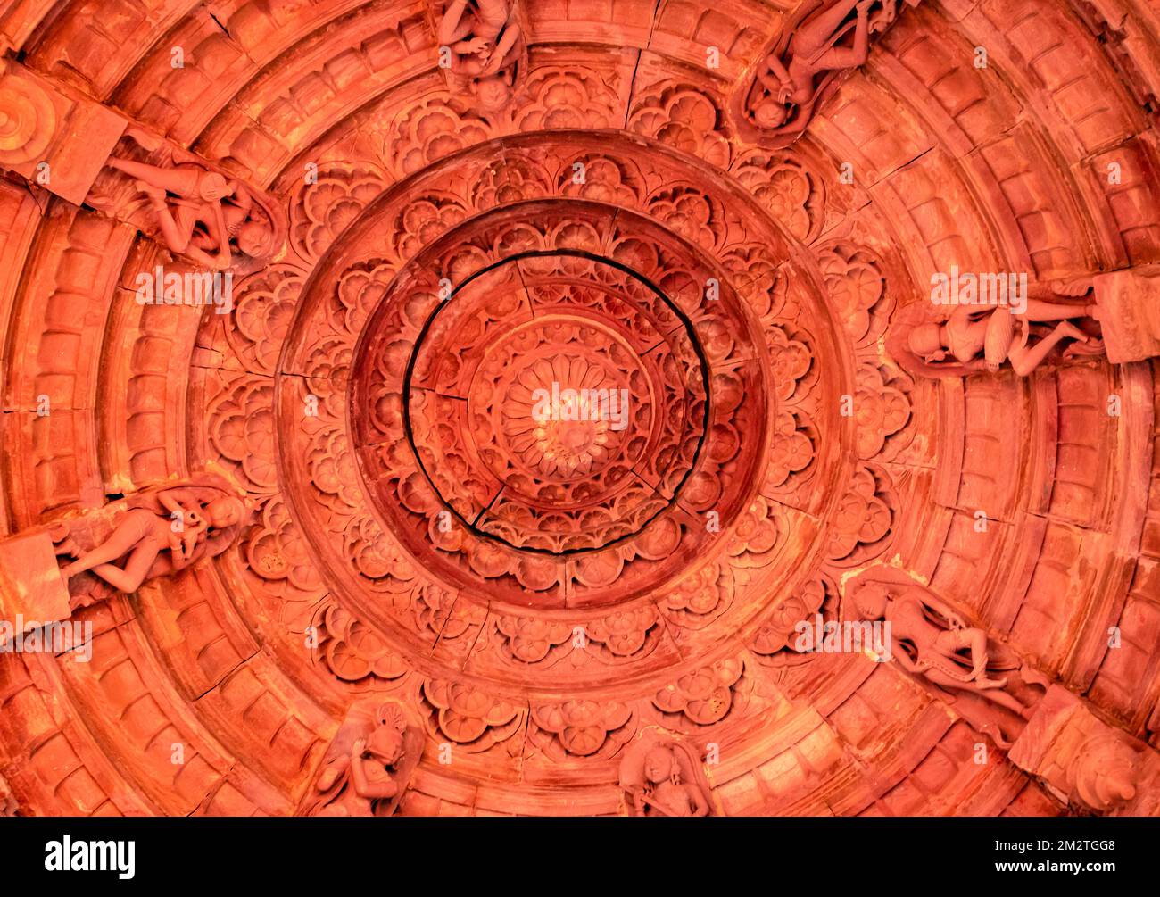 ancient hindu temple dome inside architecture from unique angle at day ...