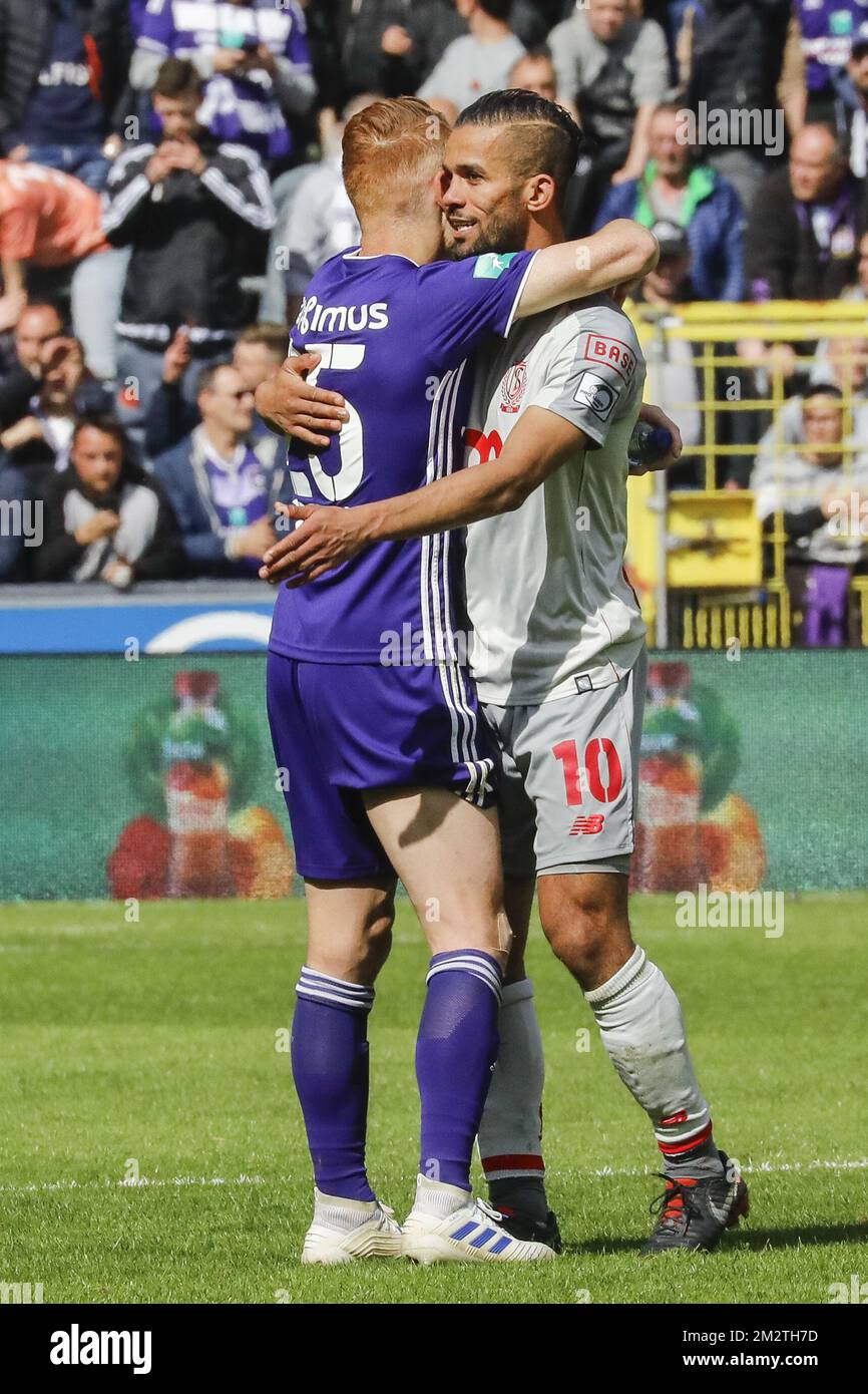 Anderlecht's Adrien Trebel and Standard's Mehdi Carcela pictured during ...