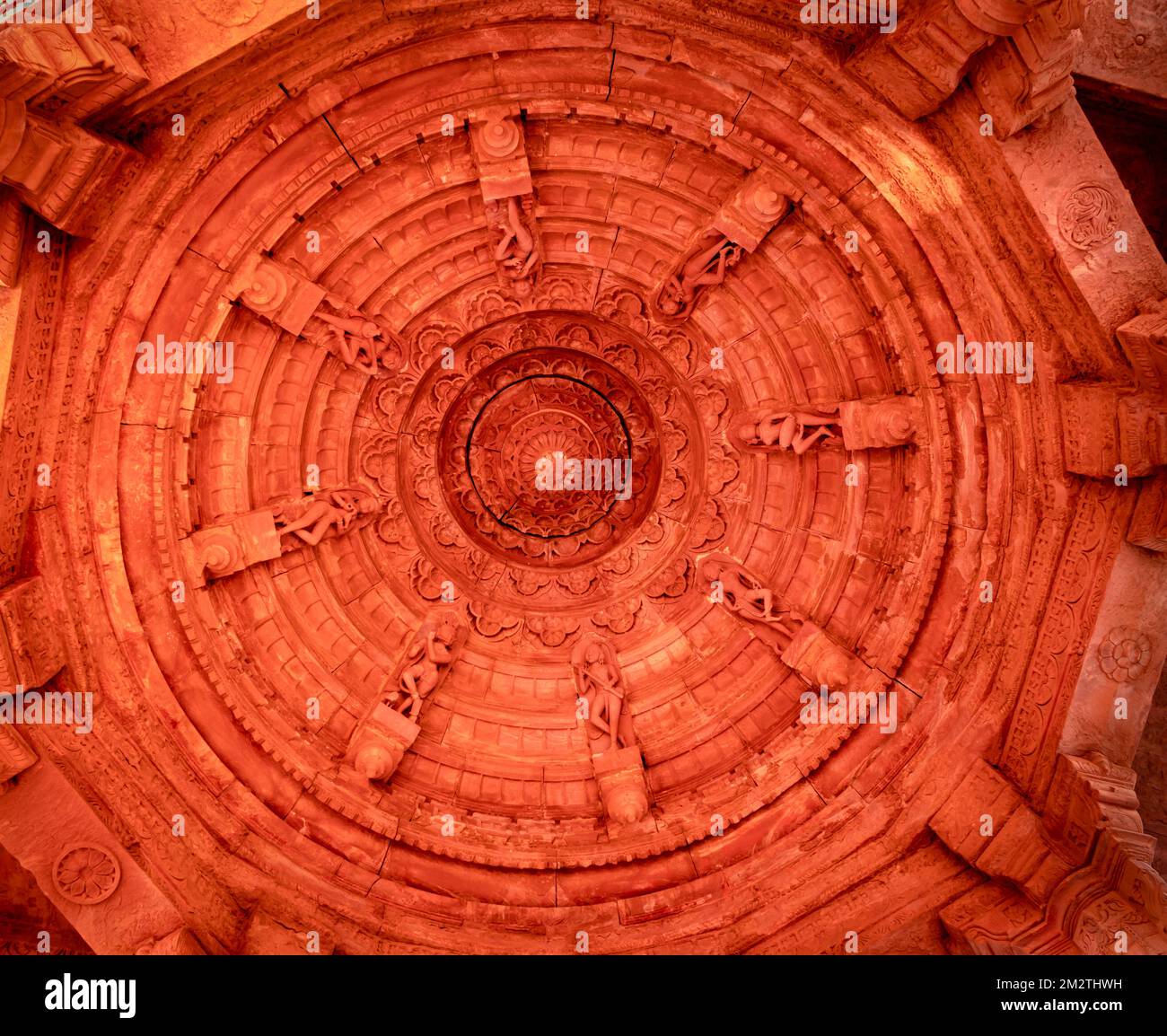 ancient hindu temple dome inside architecture from unique angle at day ...