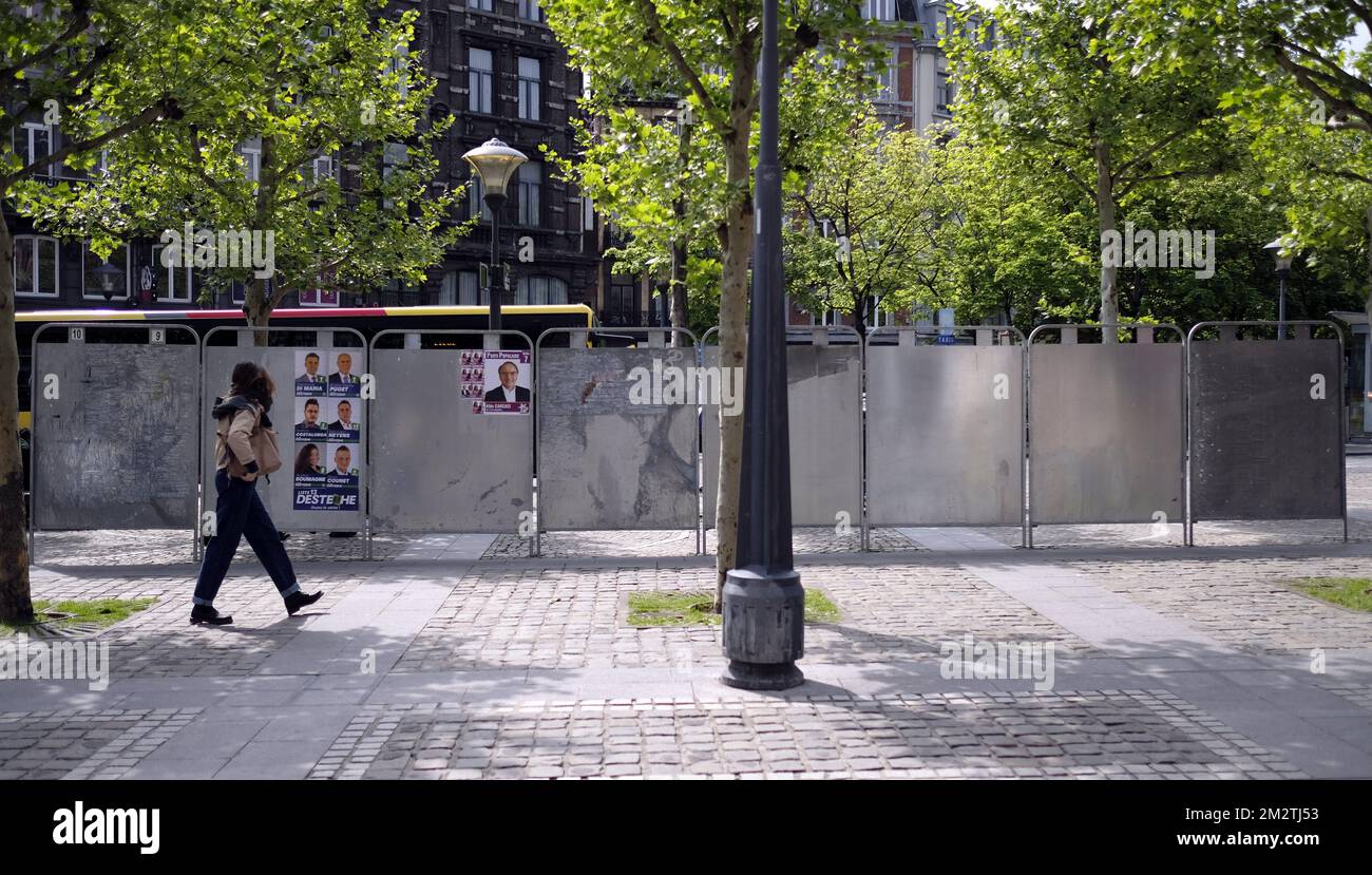Illustration shows panels for election posters in Liege, Monday 06 May ...