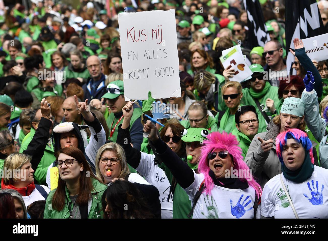 Illustration picture shows a protest action of the non-profit sector ...