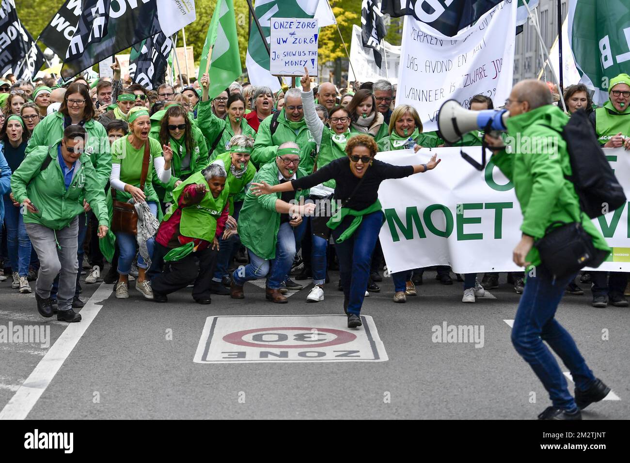 Illustration picture shows a protest action of the non-profit sector ...