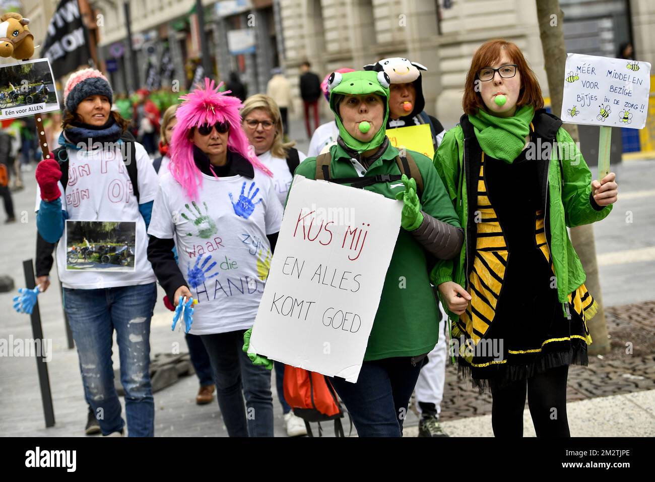 Illustration picture shows a protest action of the non-profit sector ...