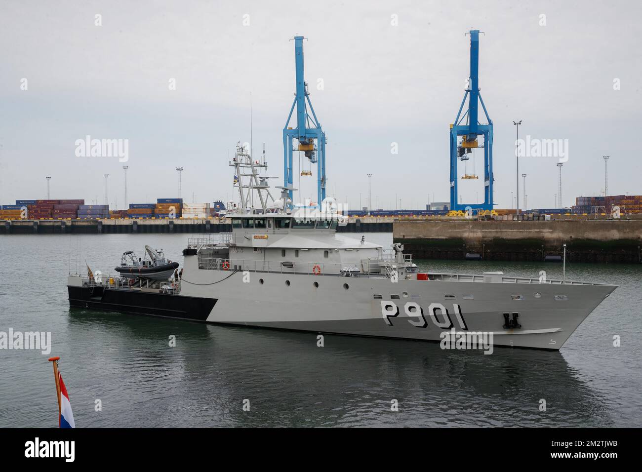 The Castor pictured during a visit to the naval base of Zeebrugge to ...