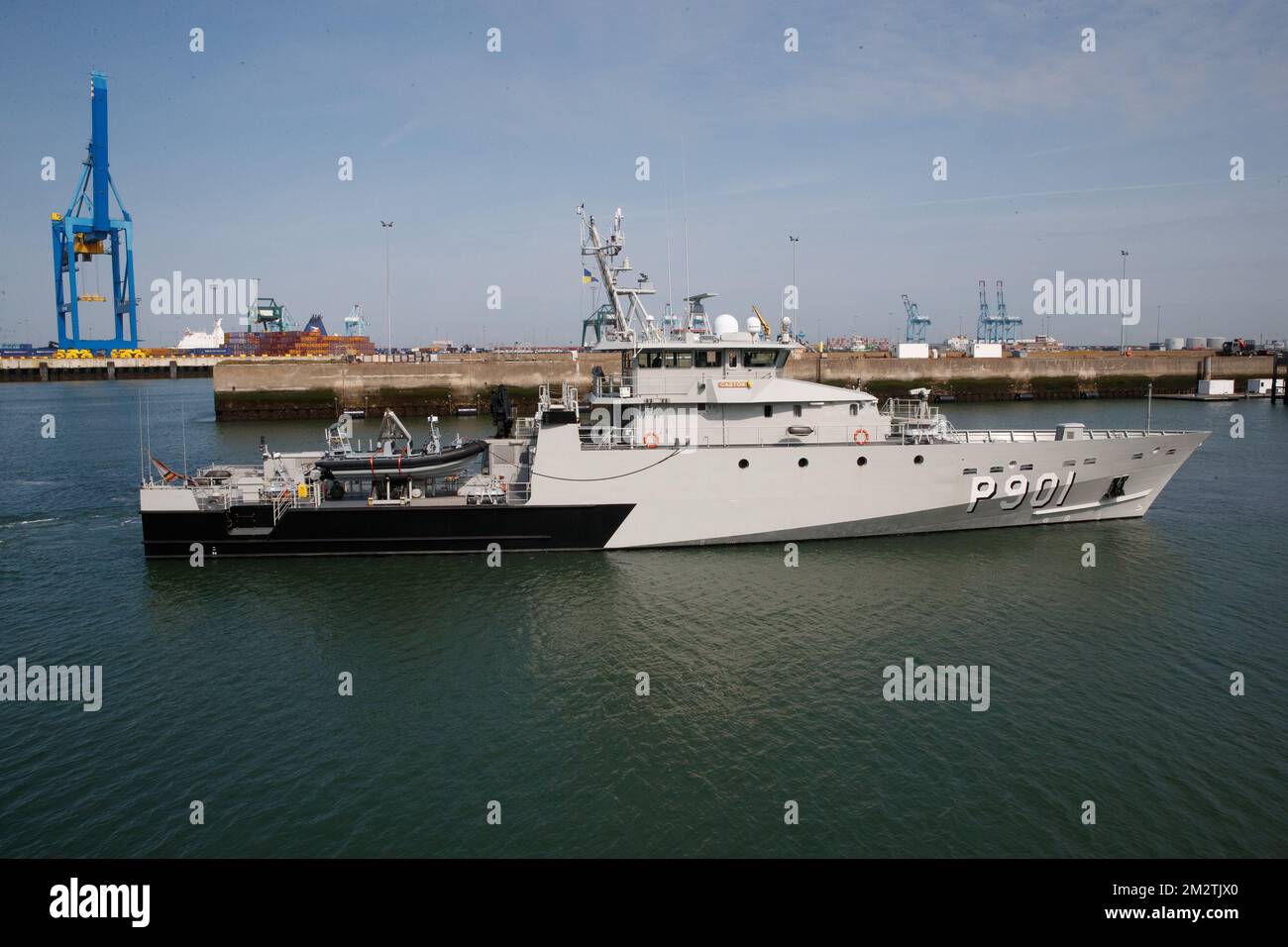 The Castor pictured during a visit to the naval base of Zeebrugge to ...