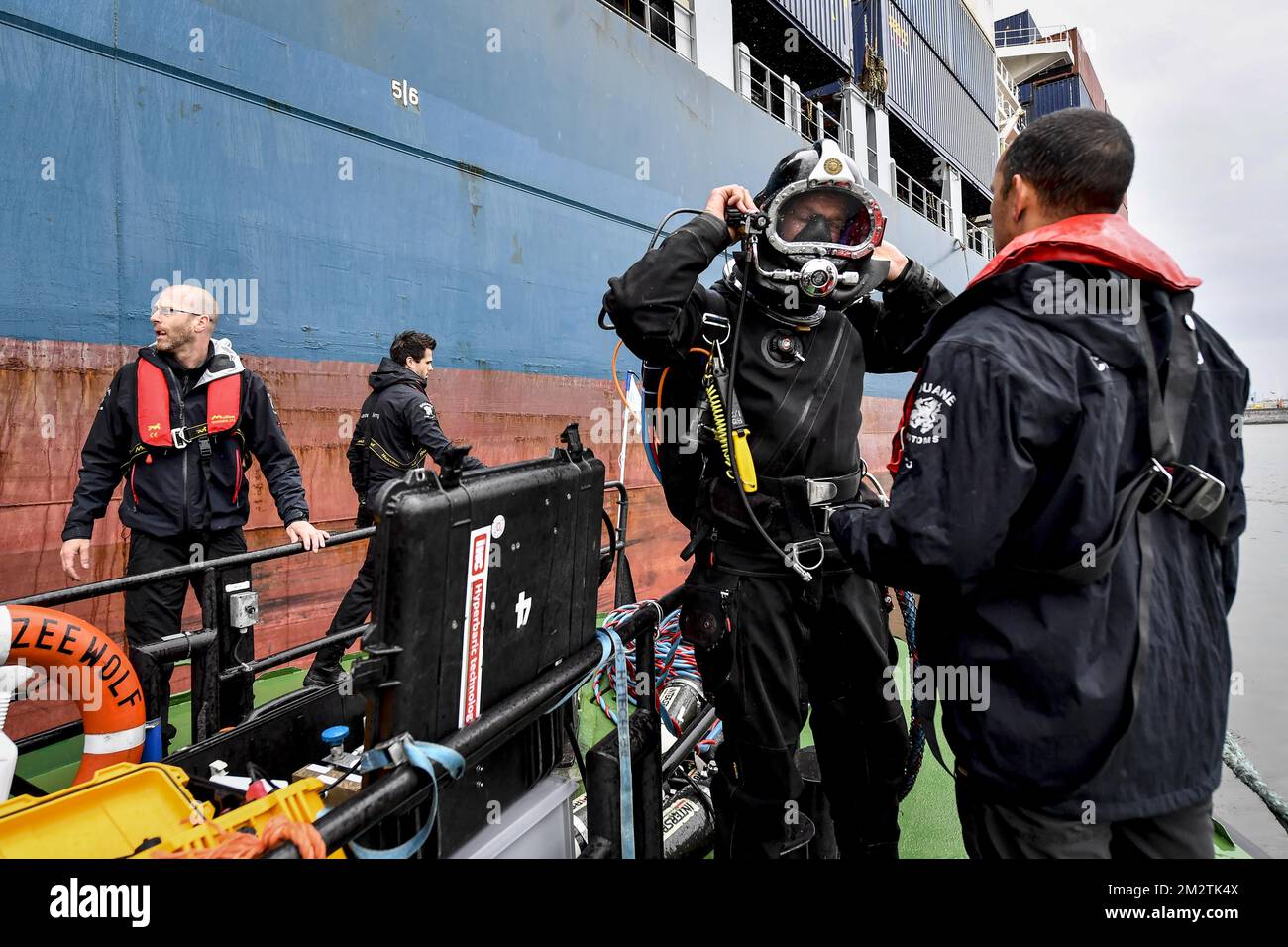 Illustration picture shows a diver during a press visit during a ...