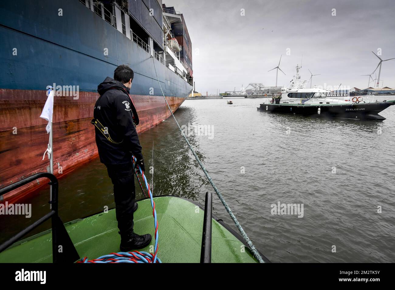 Illustration picture shows a press visit during a control action with ...