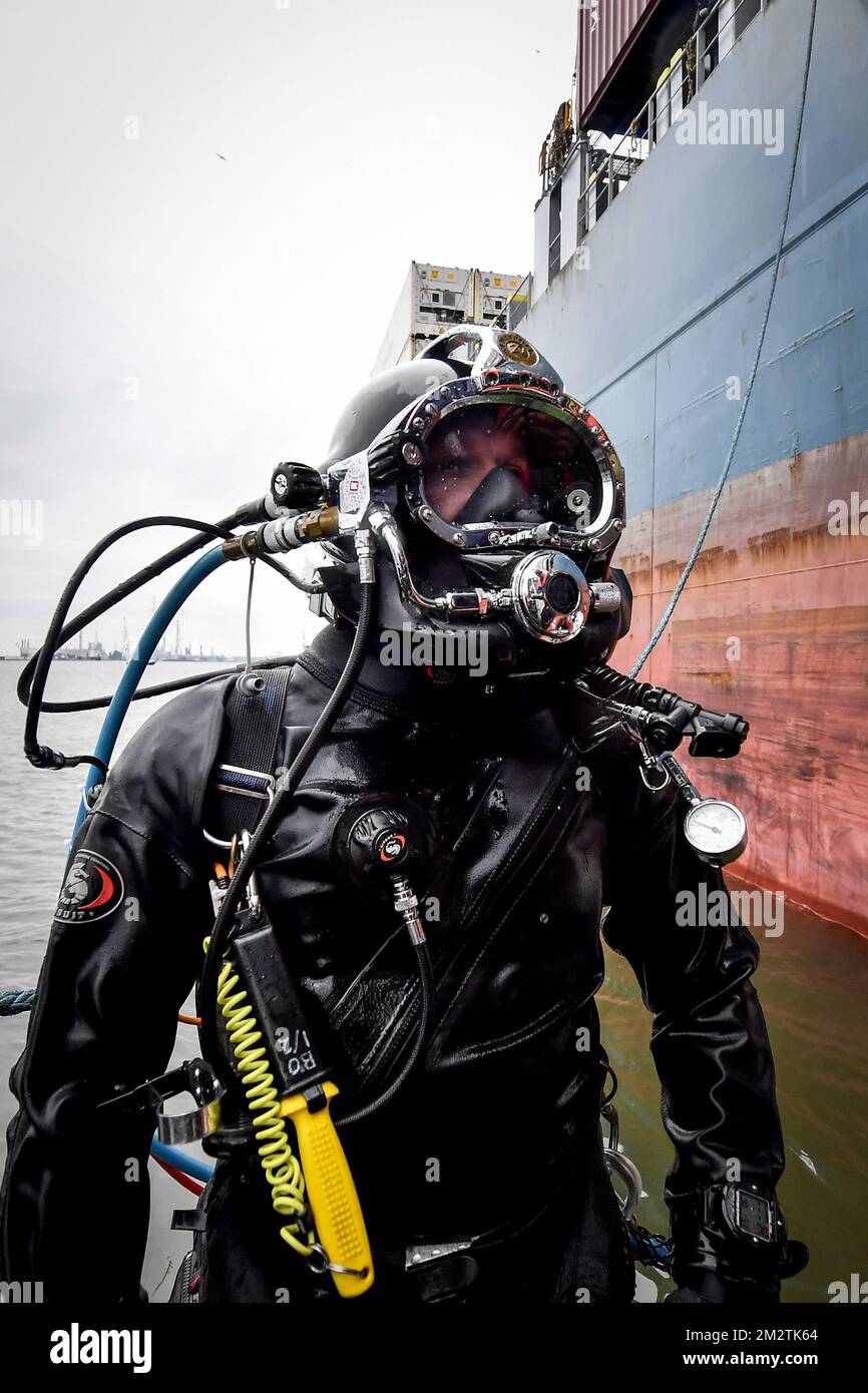 Illustration picture shows a diver during a press visit during a ...