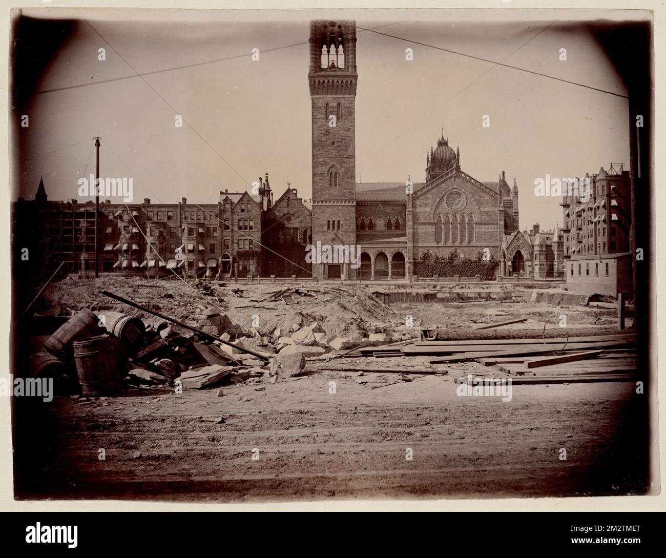 Excavation site looking toward Boylston Street, construction of the ...