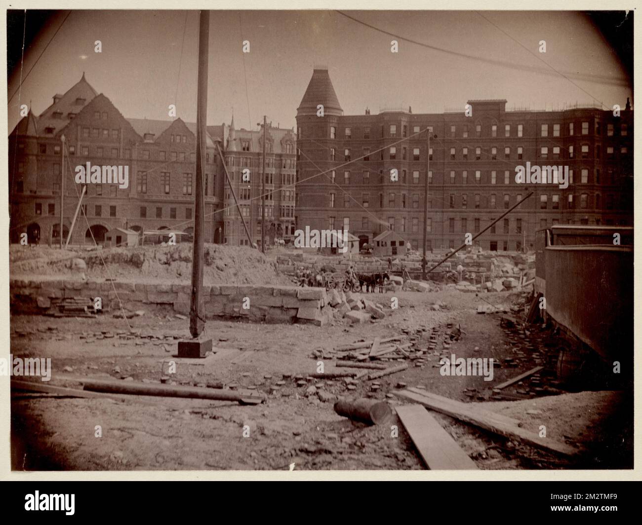 Excavation site from Boylston Street, construction of the McKim ...