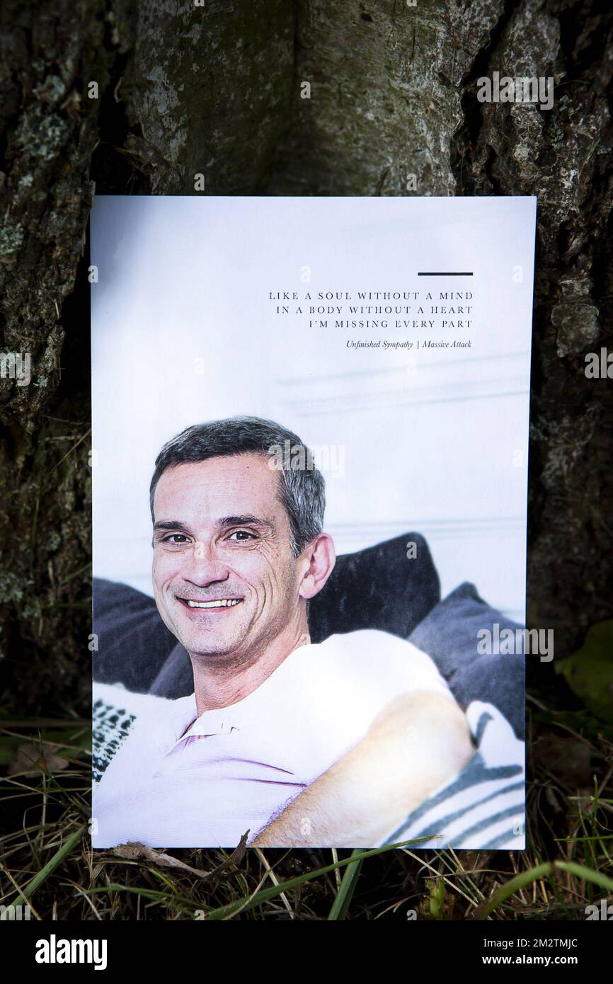 An in memoriam card pictured after the funeral ceremony for radio ...