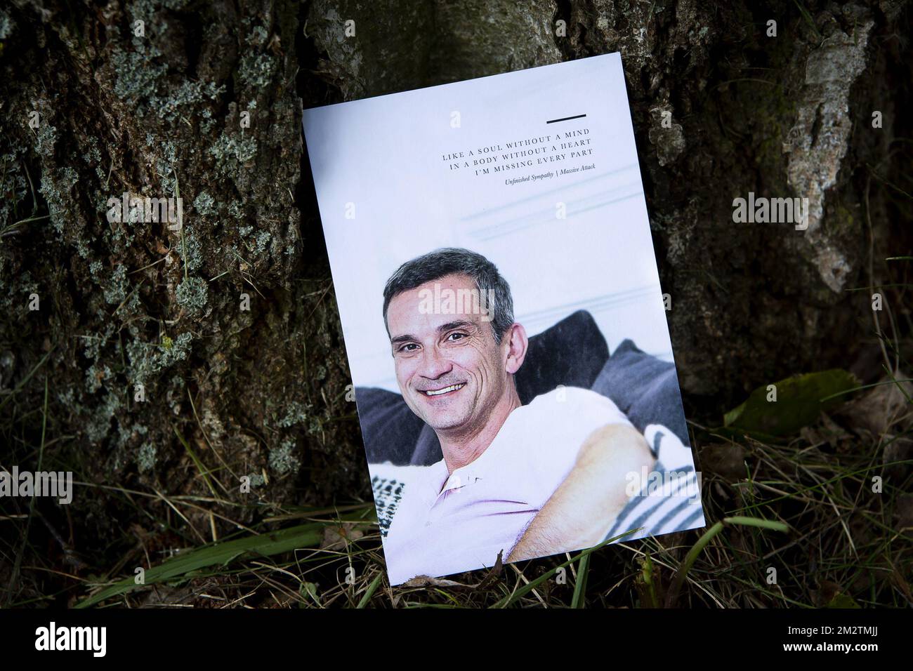 An in memoriam card pictured after the funeral ceremony for radio ...