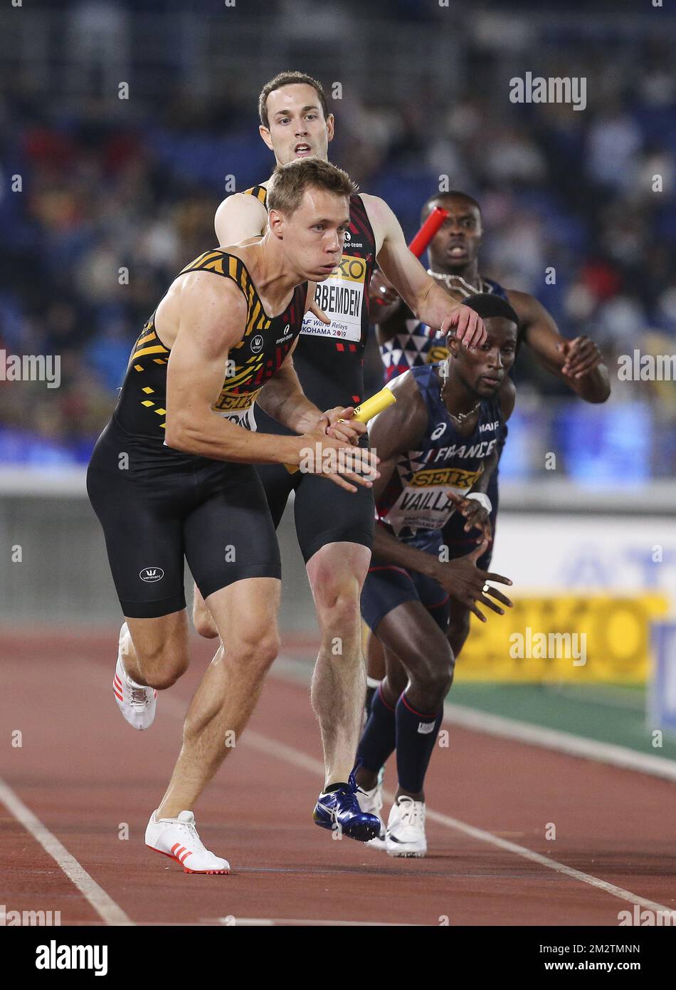 Belgian Julien Watrin pictured during the 4x400m men's race at the IAAF ...