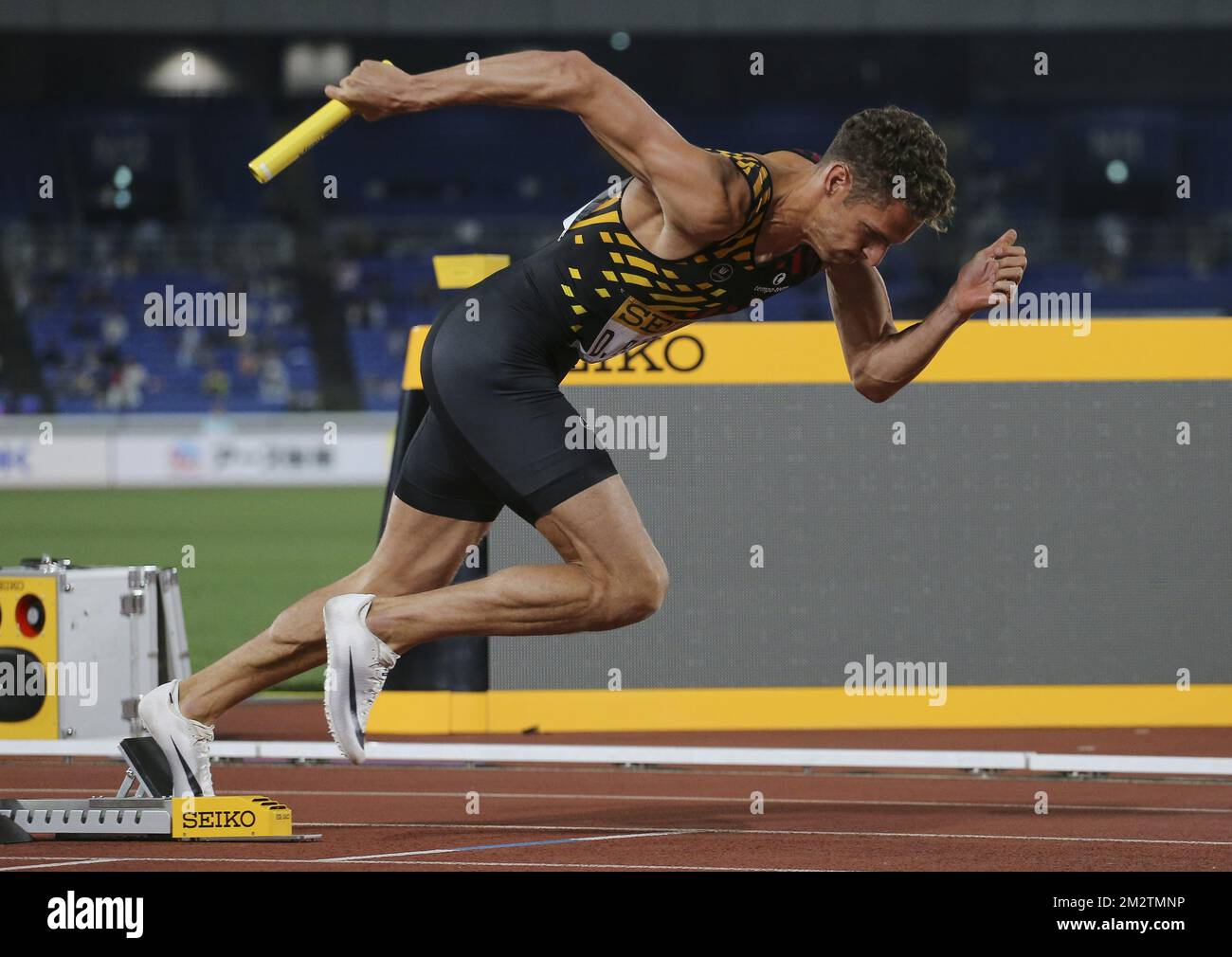 Belgian Dylan Borlee pictured during the 4x400m men's race at the IAAF ...