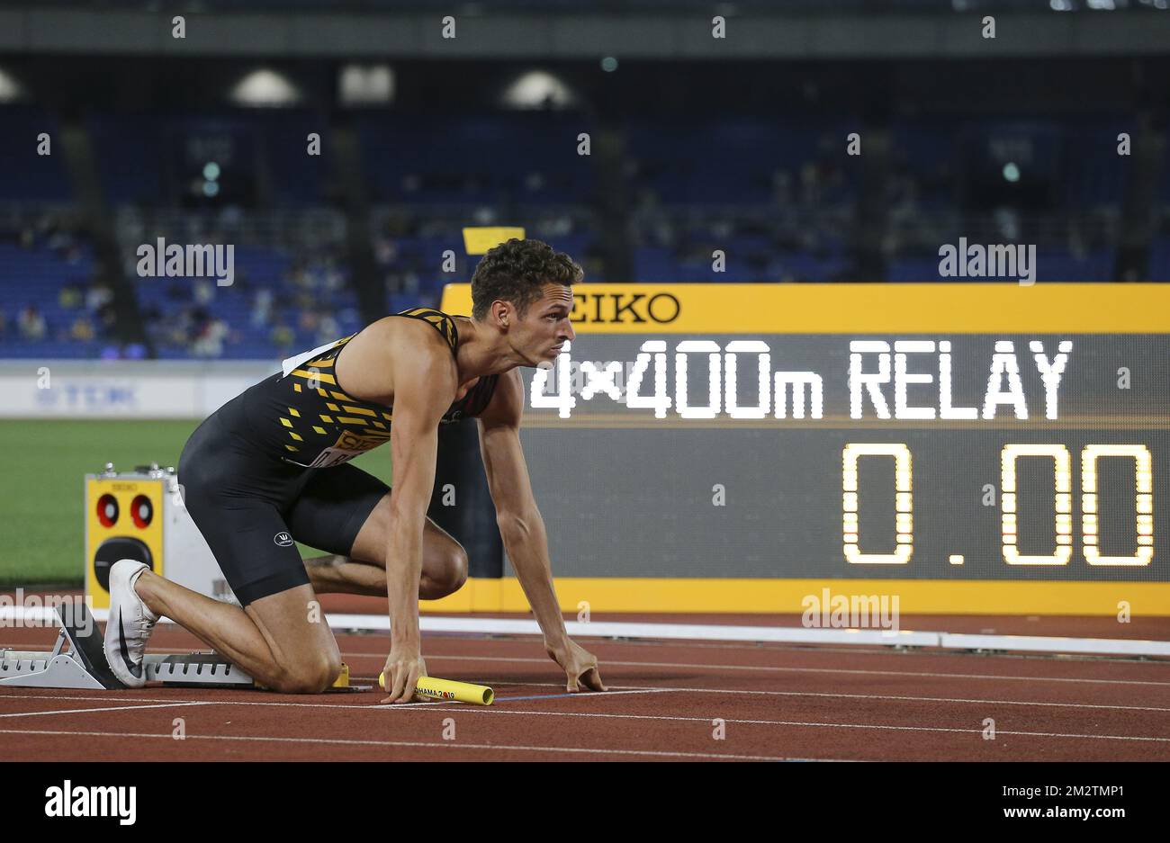 Belgian Dylan Borlee pictured during the 4x400m men's race at the IAAF ...