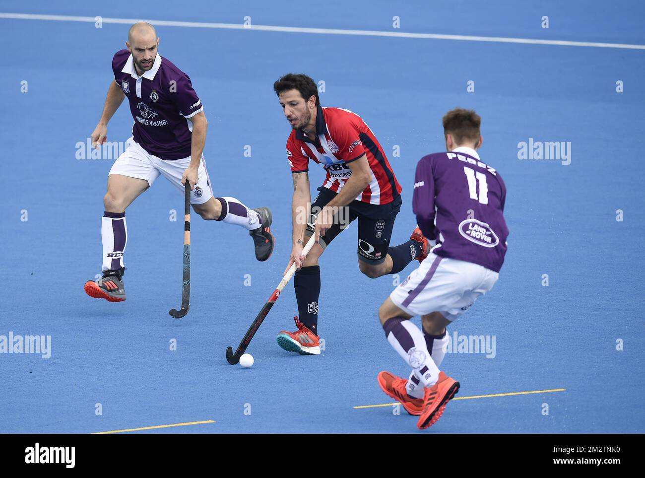 Leopold's Manuel Manu Brunet controls the ball during a hockey game ...