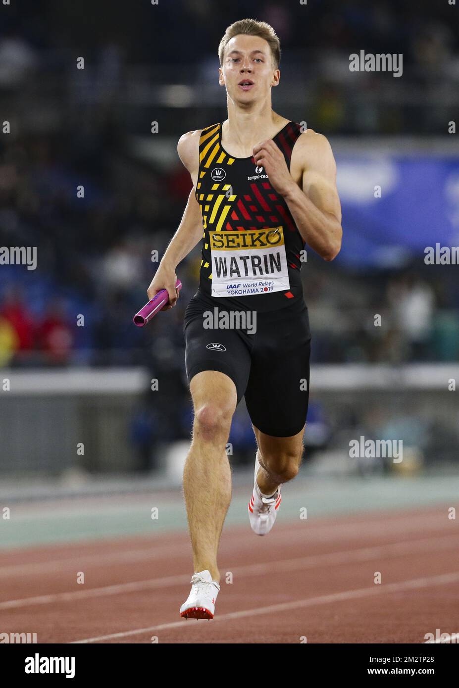 Belgian Julien Watrin pictured in action during the mixed 4x400m final ...