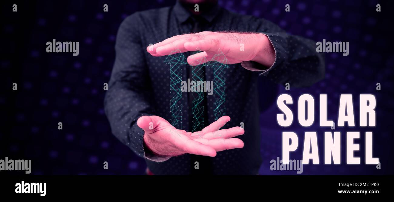 Conceptual display Solar Panel. Business showcase designed to absorb suns rays source of energy ...