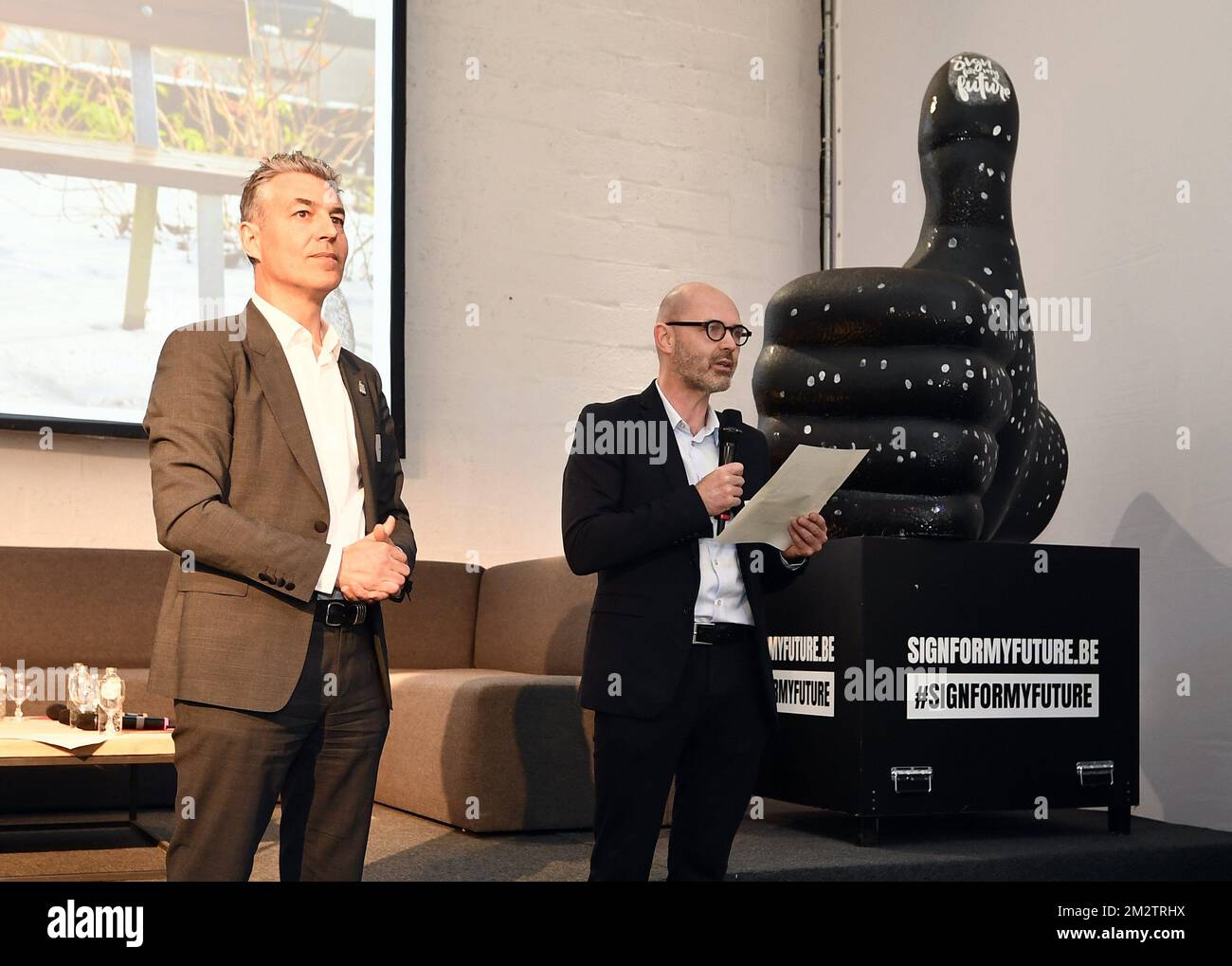 Guy Weyns and Koen Verwee pictured during the closure of the climate ...