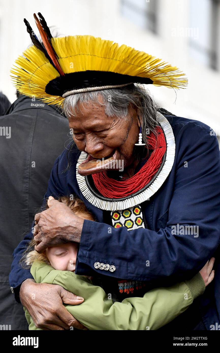 Amazon rainforest activist Chief Raoni Metuktire pictured during a ...