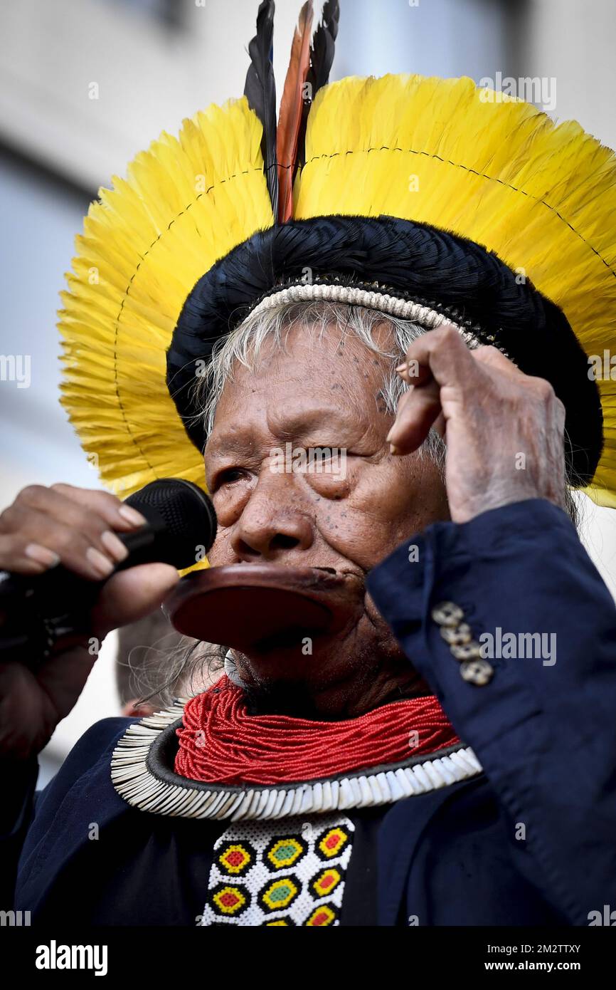 Amazon rainforest activist Chief Raoni Metuktire pictured during a ...