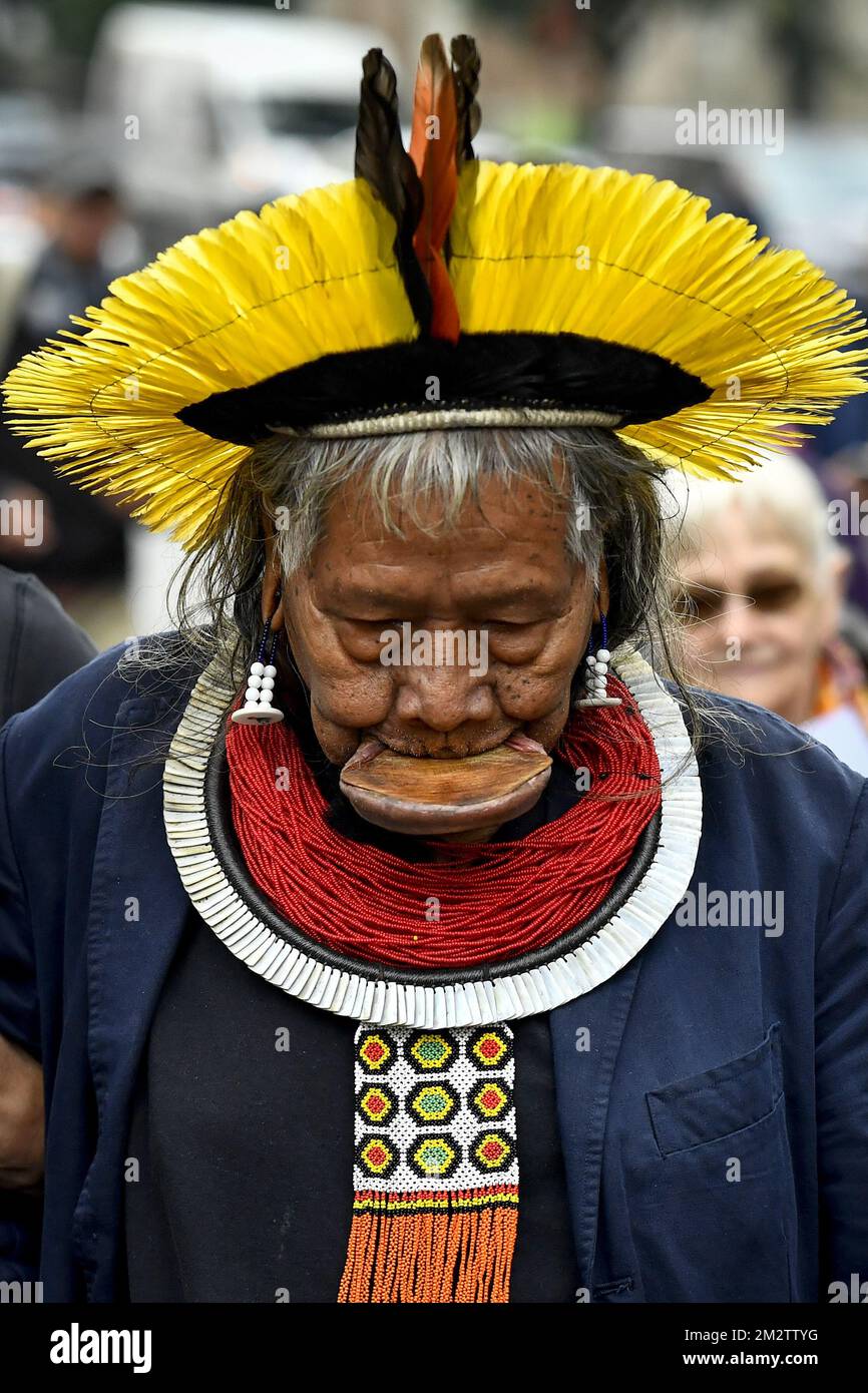 Amazon rainforest activist Chief Raoni Metuktire pictured during a ...