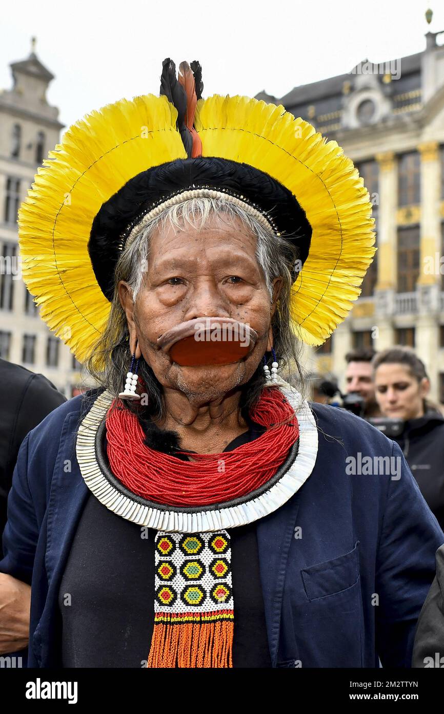 Amazon rainforest activist Chief Raoni Metuktire pictured during a ...