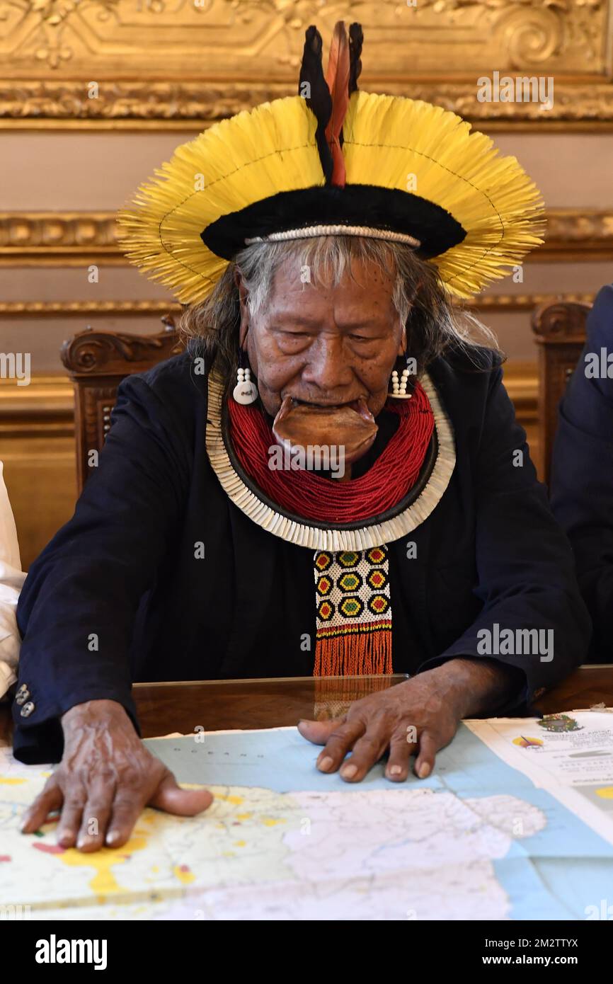 Amazon rainforest activist Chief Raoni Metuktire pictured during a ...