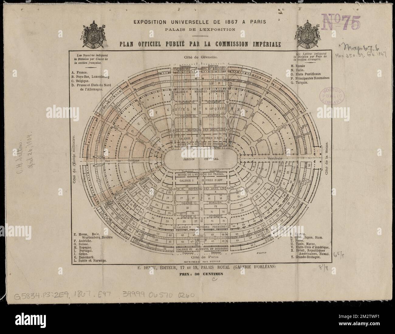 Exposition universelle de 1867 a Paris, palais de l'exposition : plan ...