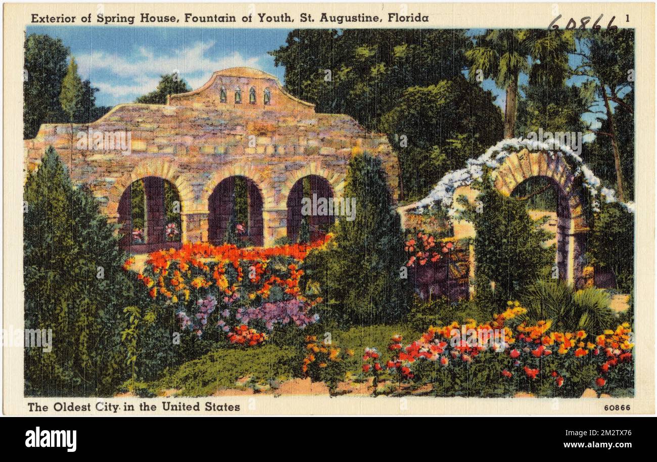 Exterior of Spring House, Fountain of Youth, St. Augustine, Florida ...