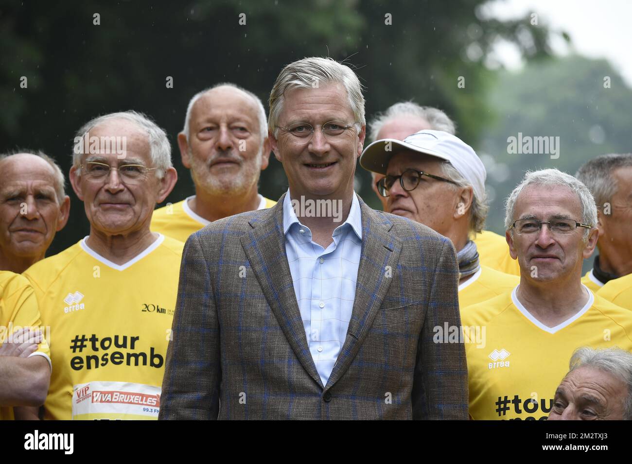 King Philippe - Filip of Belgium (C) poses with citizens at the start ...