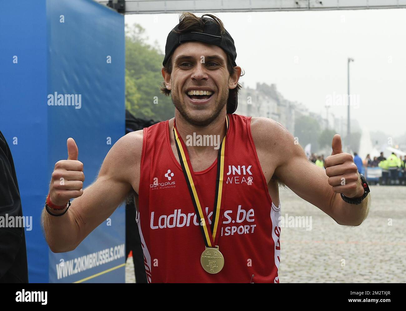 The winner celebrates at the finish line of the 40th edition of the ...
