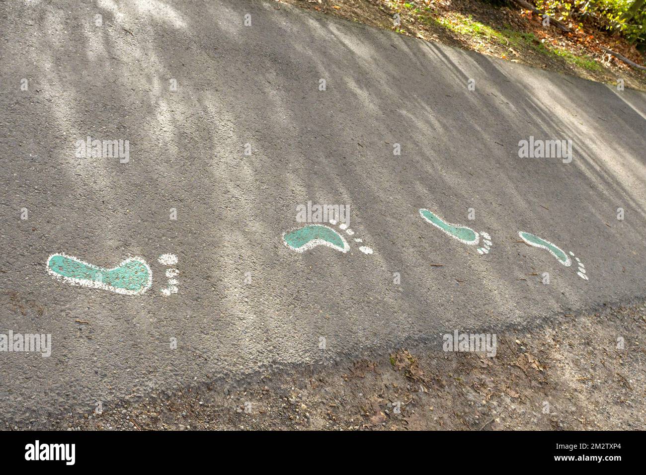 The original sign of the pedestrian direction of walks on the pavement ...