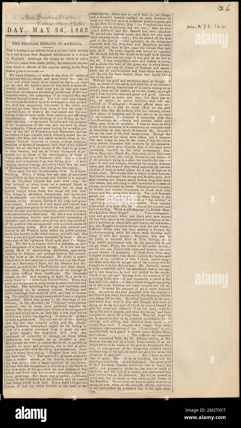 Extract of letter from Caroline Weston to Mary Anne Estlin, May 26 ...