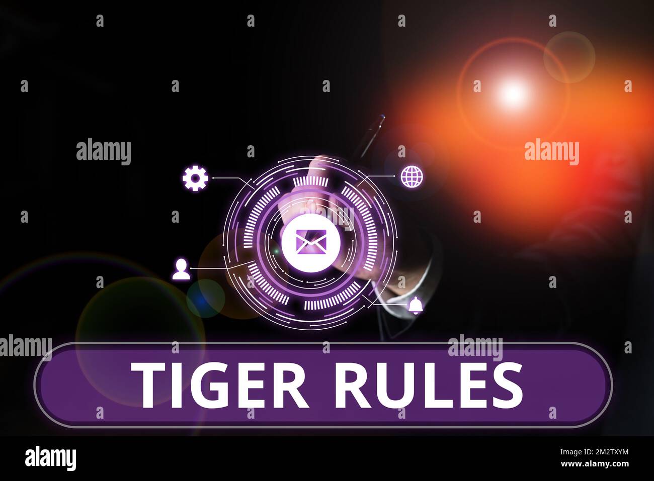 Writing displaying text Tiger Rules. Word Written on Willpower and ...