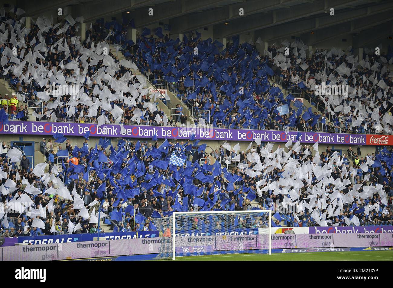 Genk's supporters pictured before the start of a soccer match between ...