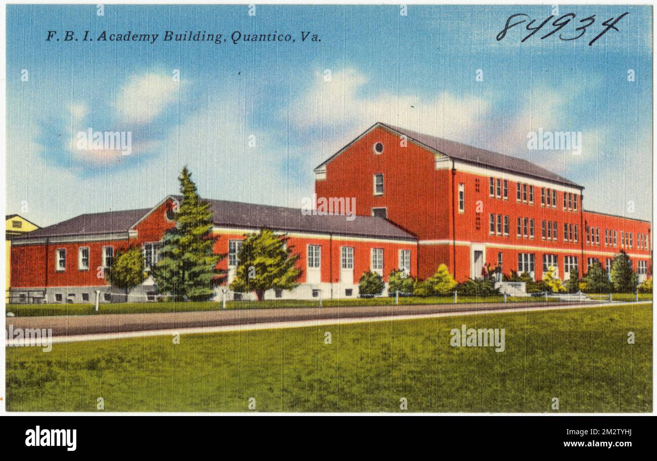 F. B. I. Academy Building, Quantico, Va. , Military facilities, Tichnor ...