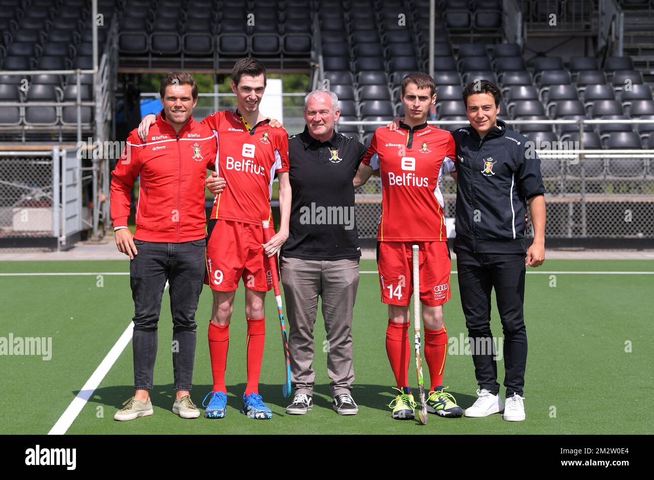 Belgium's goalkeeper Vincent Vanasch, Belgium's head coach Shane McLeod ...