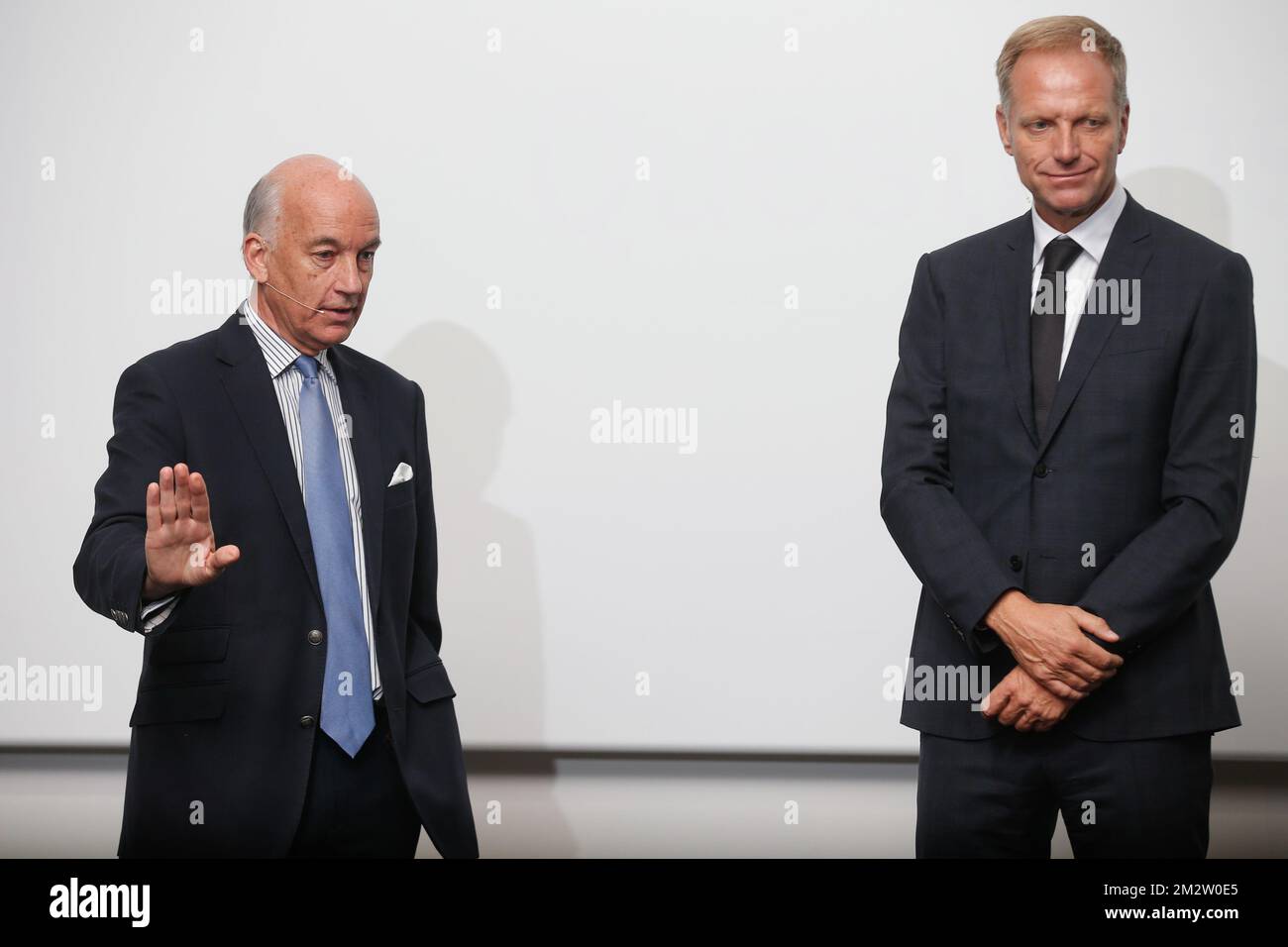 David Elleray and KBVB URBSFA CEO Peter Bossaert pictured during a ...