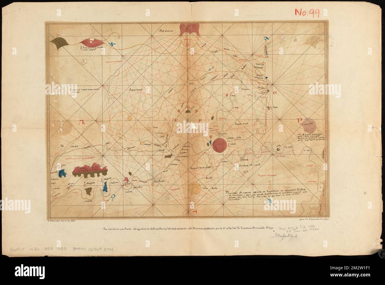 Facsimile di una carta idrografica di Andrea Bianco del 1436 esistente ...