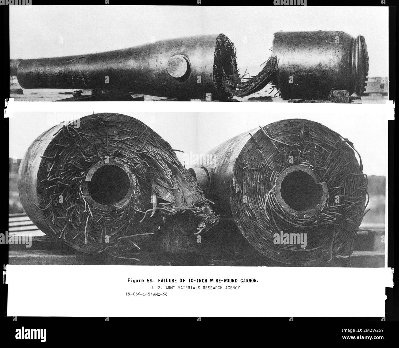 Failure of 10 inch wire wound cannon , Armories, Ordnance industry ...