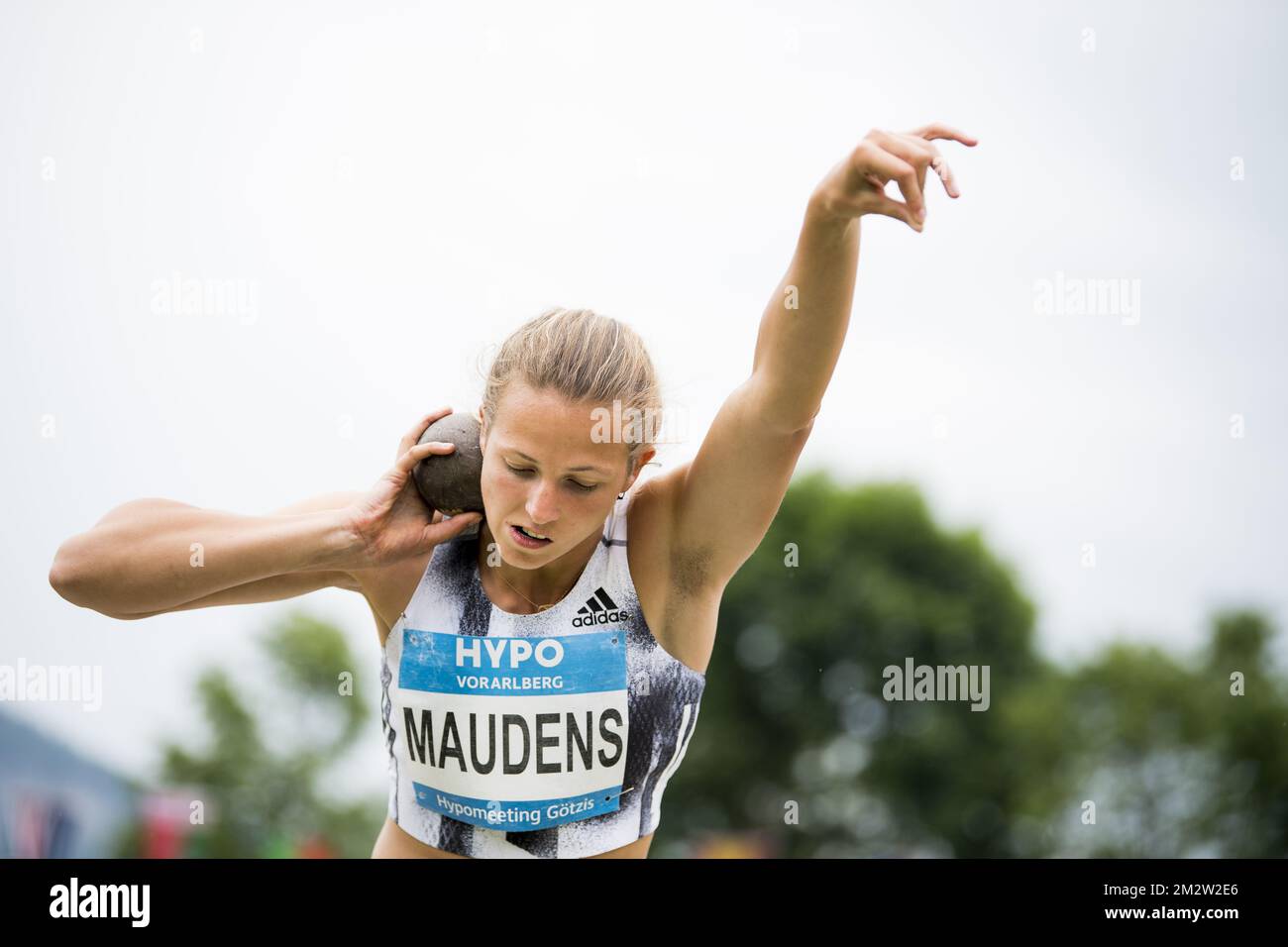 Athlete Hanne Maudens pictured in action during the shot put event of ...
