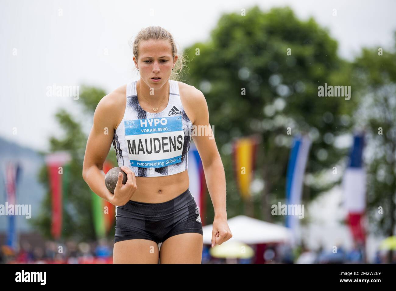 Athlete Hanne Maudens pictured in action during the shot put event of ...