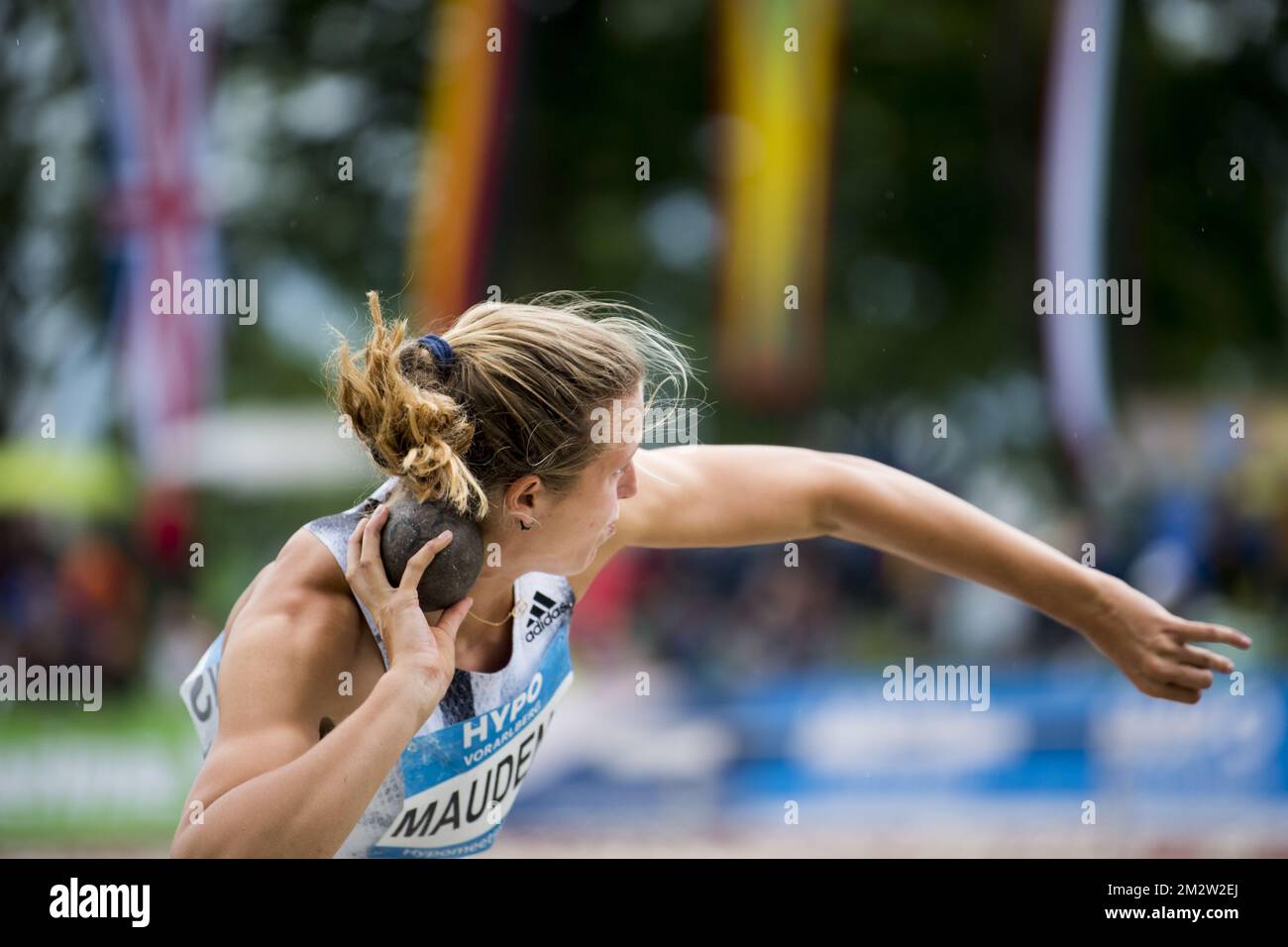 Athlete Hanne Maudens pictured in action during the shot put event of ...
