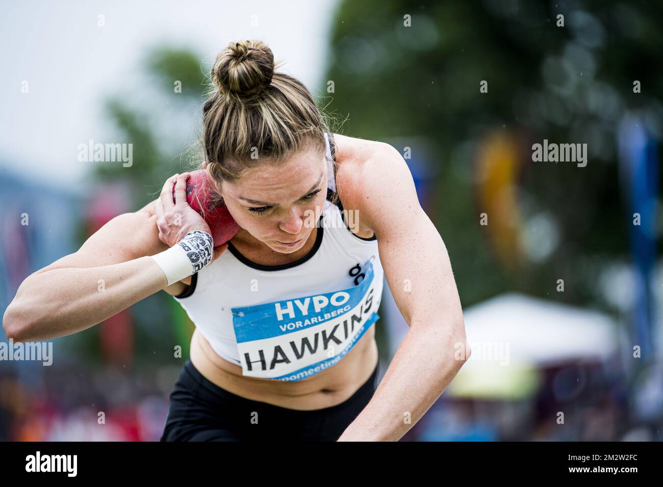 Chari Hawkins pictured in action during the shot put event of the women ...