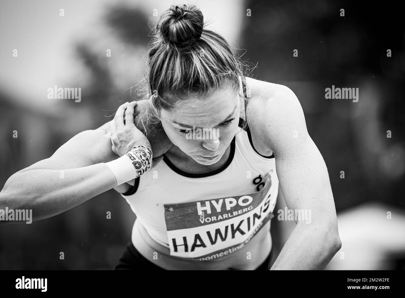 Chari Hawkins pictured in action during the shot put event of the women ...