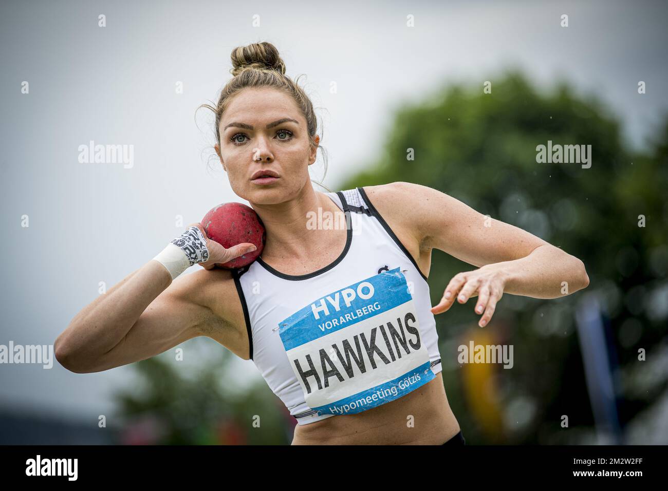 Chari Hawkins pictured in action during the shot put event of the women ...