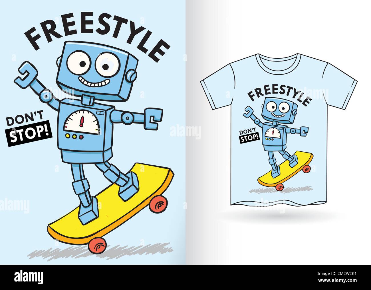 Hand drawn robot for t shirt with template Stock Vector Image & Art - Alamy