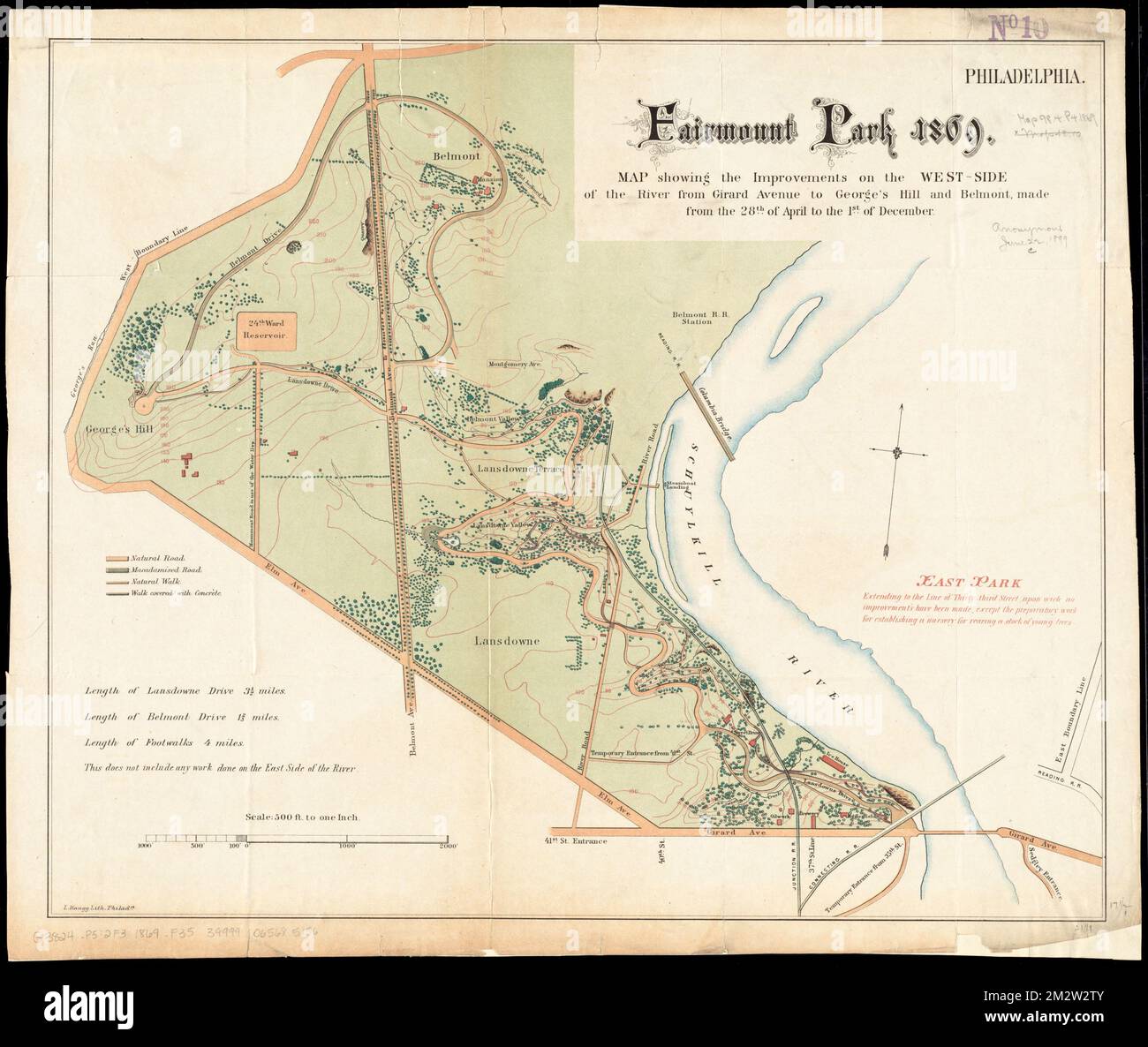 Fairmount Park 1869 : map showing the improvements on the west-side of ...